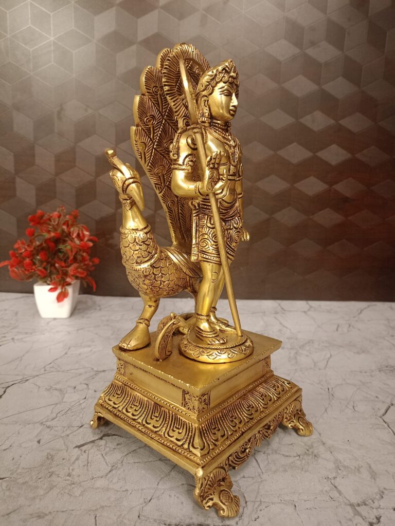 Lord Murugan with Peacock Brass Statue 12" - Brass God Idols VgoCart ...