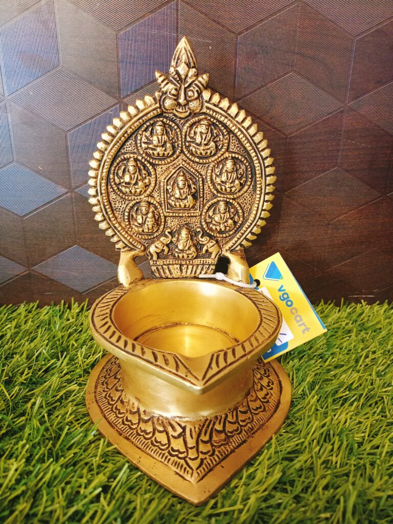 Buy Brass Ashtalakshmi Deepam -7.8" - Brass God Idols VgoCart Coimbatore