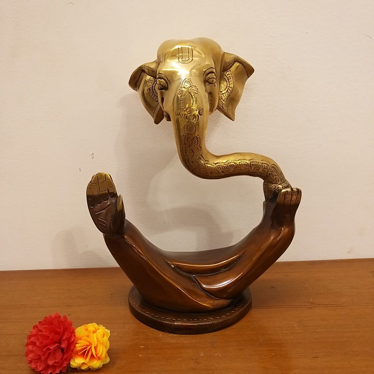 Brass Modern Ganesha With Colored Base Big Statue- 10" - Brass God ...