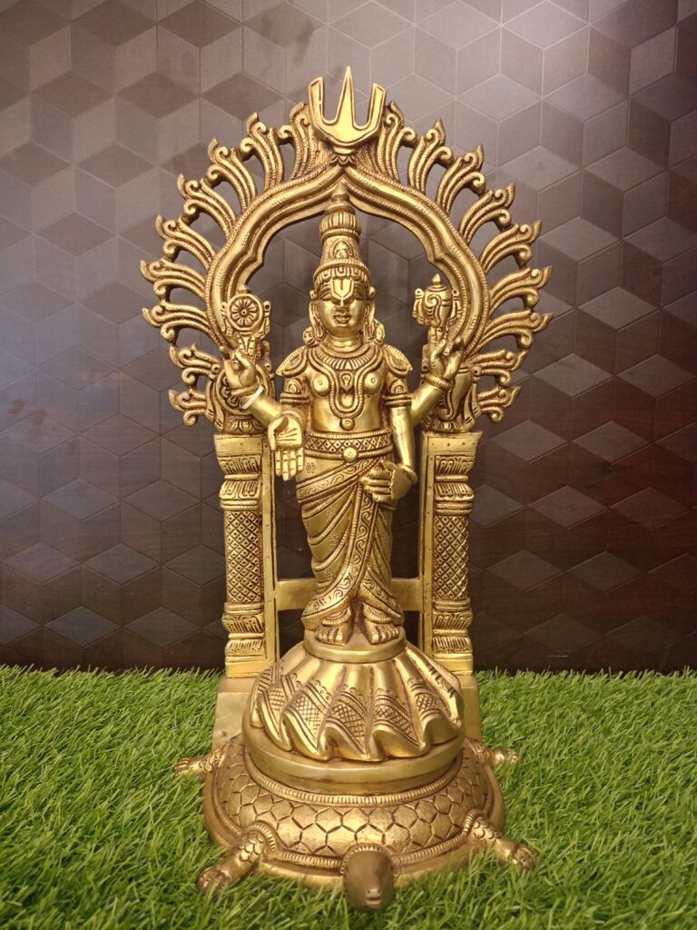 Buy Brass Big Perumal On Tortoise Idol 17" Online at Best Price ...