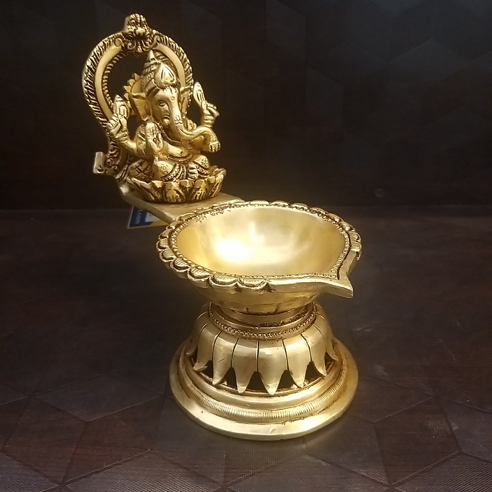 Brass Ganesha with Arch Diya Idol - Brass God Idols VgoCart Coimbatore