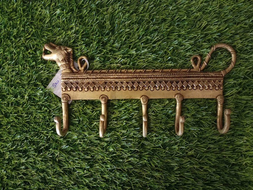 Brass Lion face Key Holder 5'' - Brass God Idols VgoCart Coimbatore