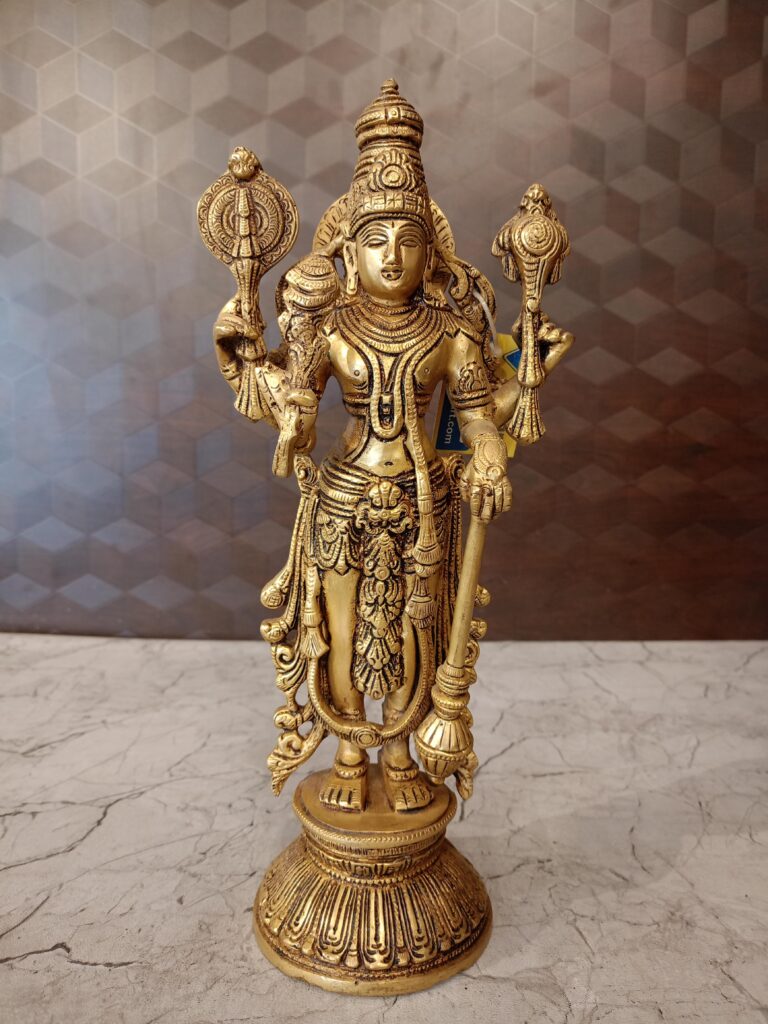 Brass Maha Vishnu | Lord Vishnu Pure Brass Standing Statue 12.5 ...