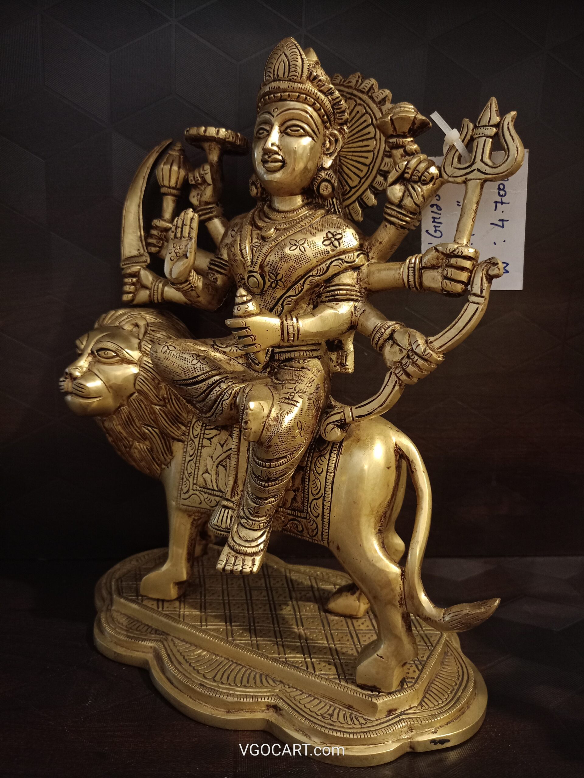 Buy Brass Durga Amman Idol Sitting on Lion 10.5",Mother Goddess.God Of ...