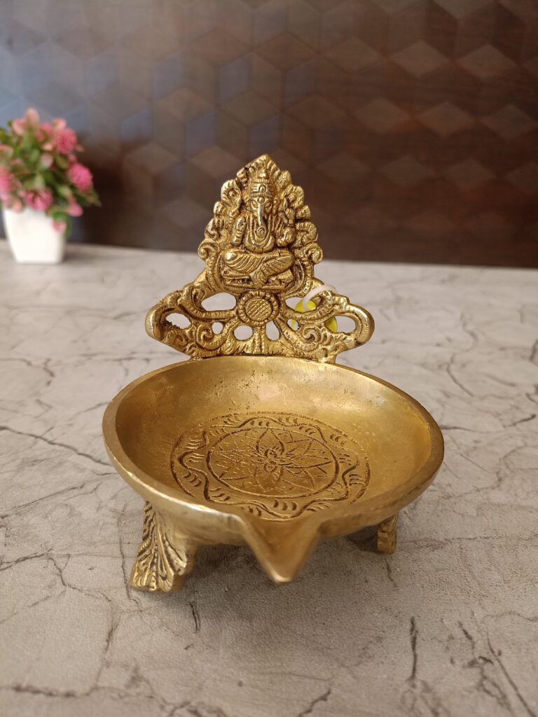 Buy Brass Ganesha Diya 4" For Pooja - Brass God Idols VgoCart Coimbatore