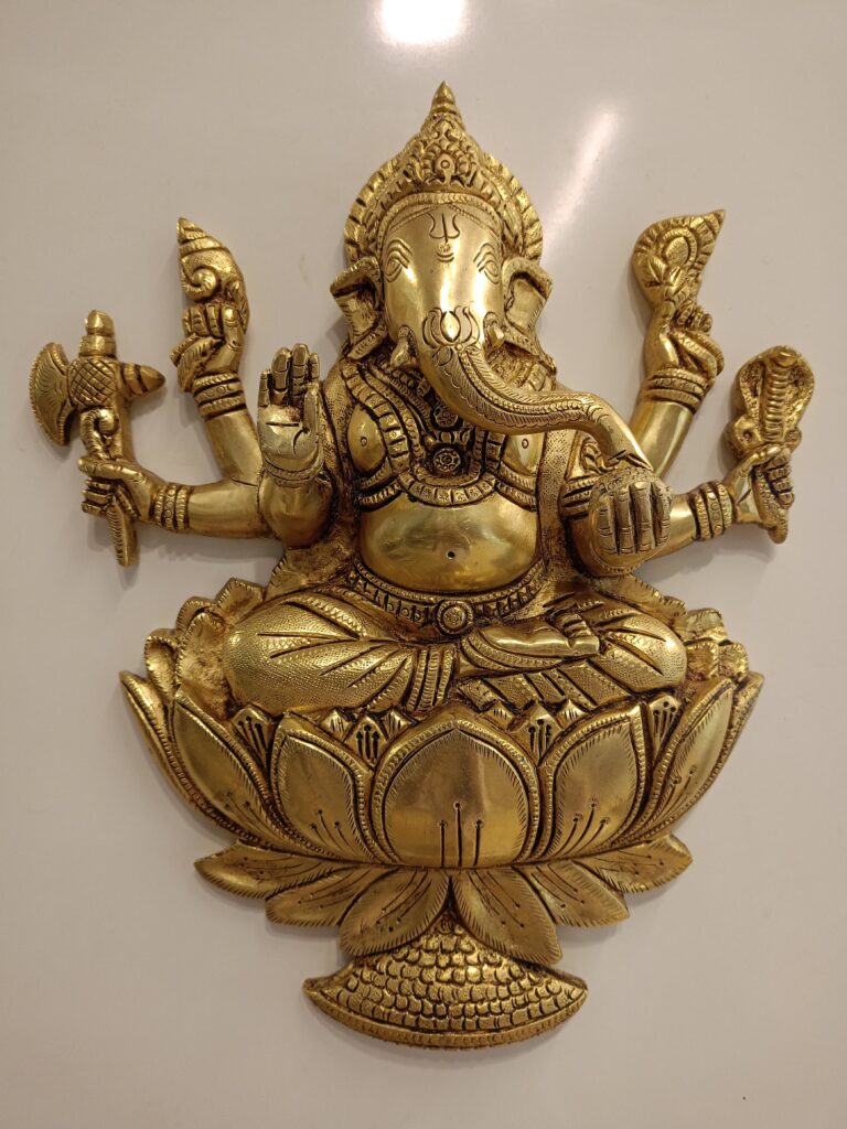 Buy Brass Wall Mount Ganesha With Lotus 12" - Brass God Idols VgoCart ...