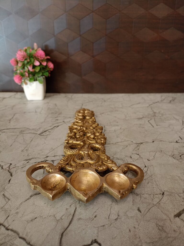 Brass 3 Face Arthi with Snake Handle- 9.7″ - Brass God Idols VgoCart ...