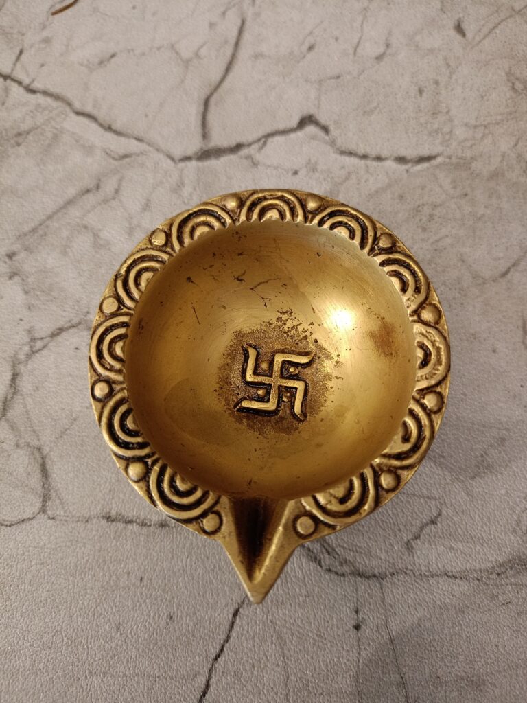 Brass Agal Swasthik Diya 1" - Brass God Idols VgoCart Coimbatore