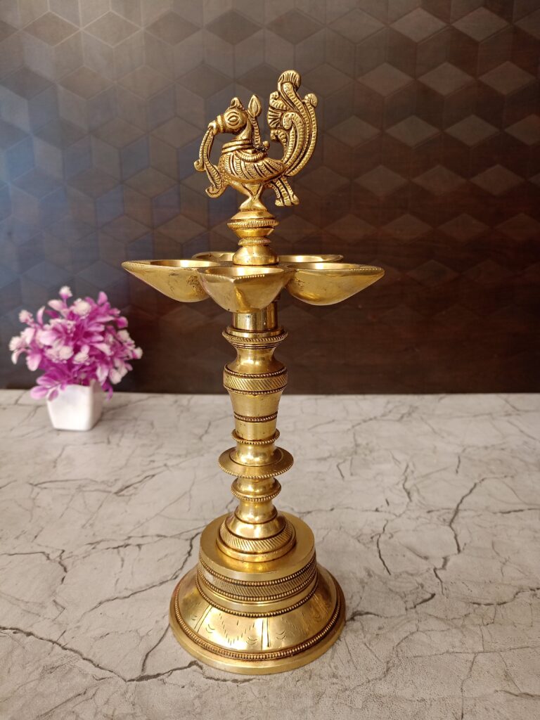 Brass Annam Five Face Kuthu Vilakku For Pooja 11" - Brass God Idols ...