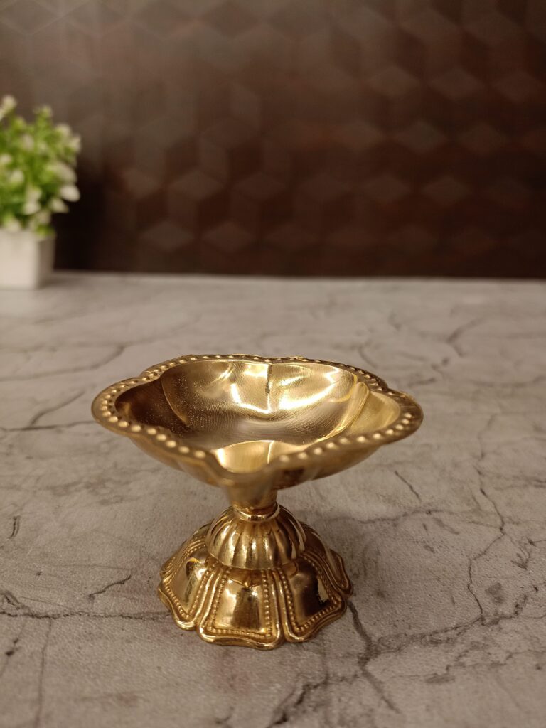 Brass Fine Art Single Face Diya 1.5" - Brass God Idols VgoCart Coimbatore