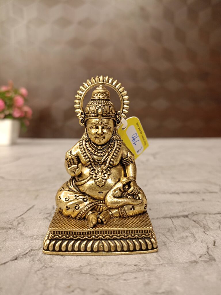 Brass Fine Art Kuberar Statue 3" - Brass God Idols VgoCart Coimbatore
