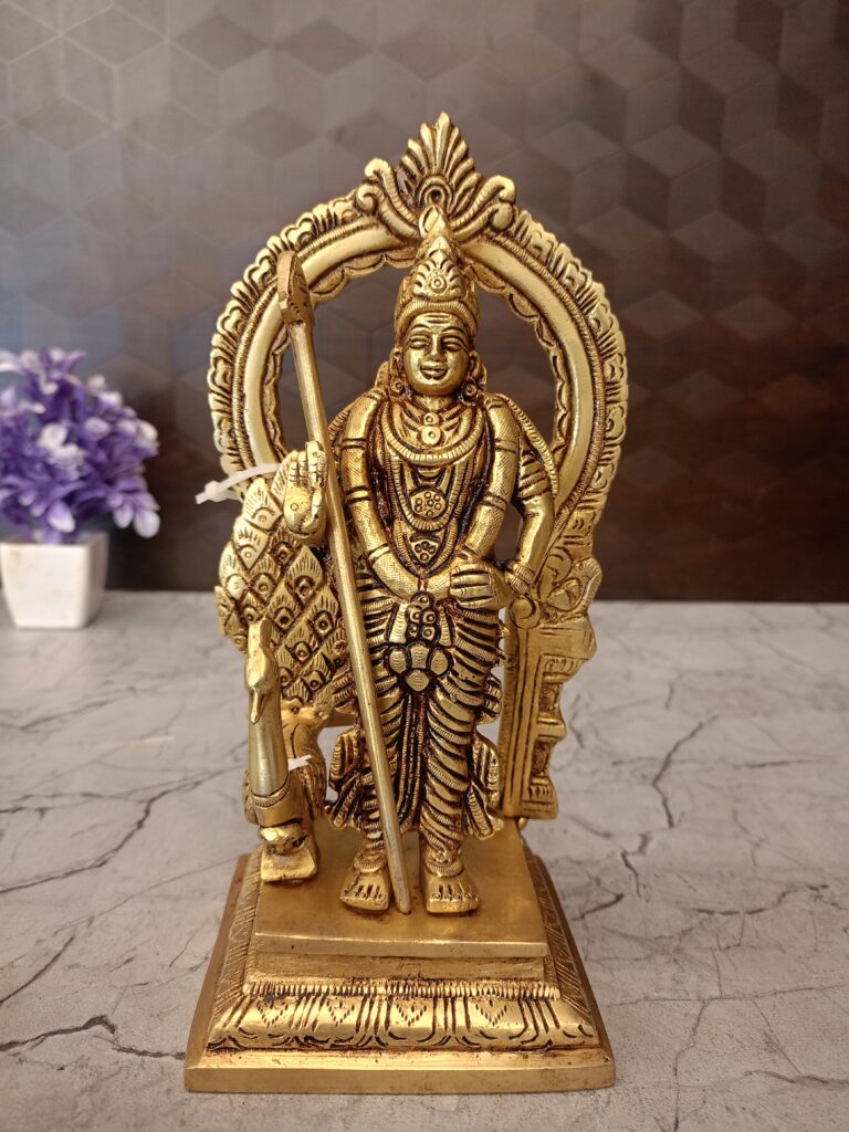 Brass Arch Murugan Statue Best For Pooja 8.5" - Brass God Idols VgoCart ...