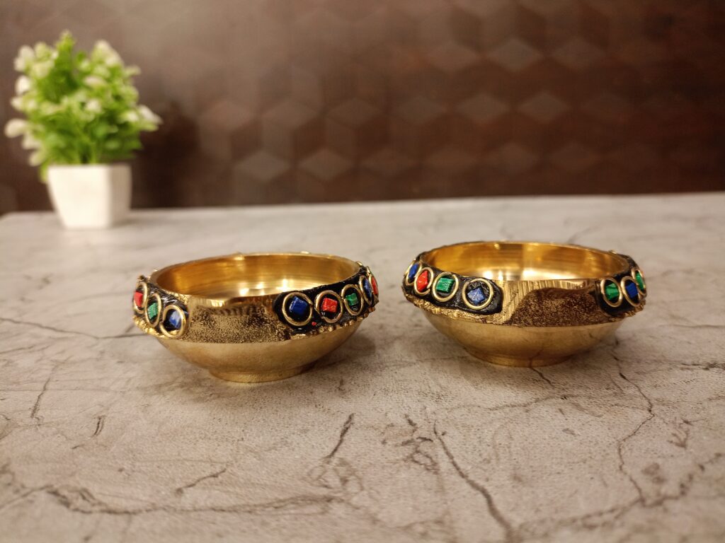 Brass Stone Agal Diya For Pooja 1" - Brass God Idols VgoCart Coimbatore